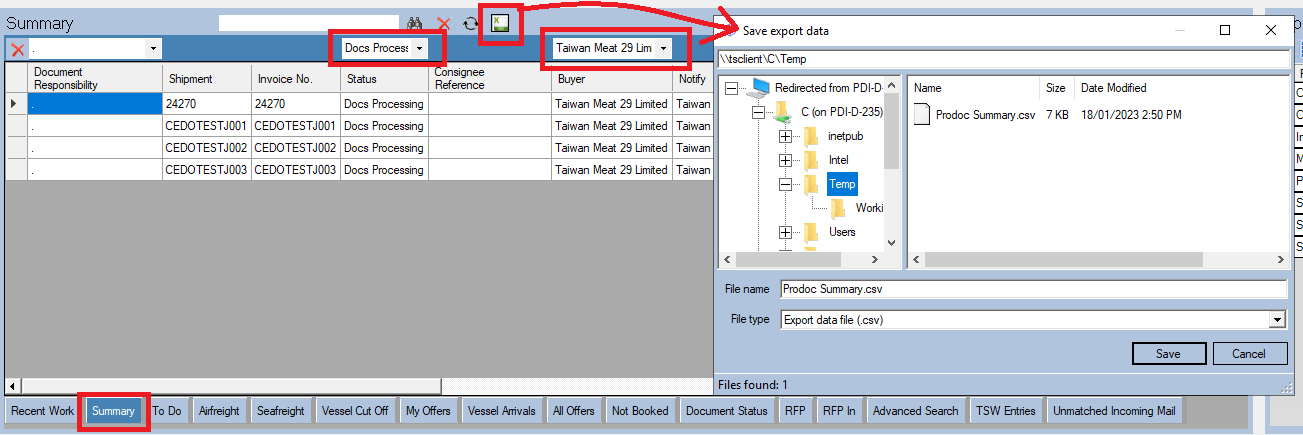 Export Home Screen Dashboard Reports – TradeWindow Prodoc